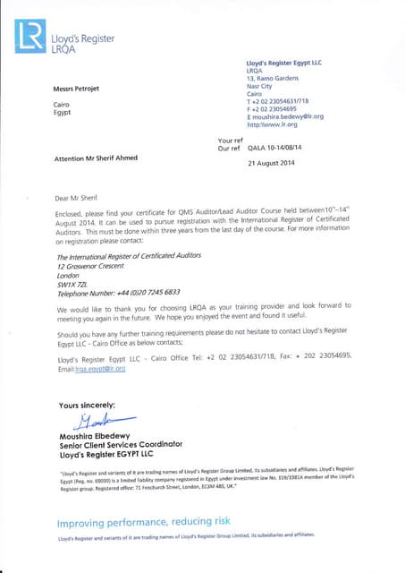 POI Certificate Bureau Veritas Lead Auditor QMS ISO 9001 POI Certificate Bureau Veritas Lead Auditor QMS ISO 9001