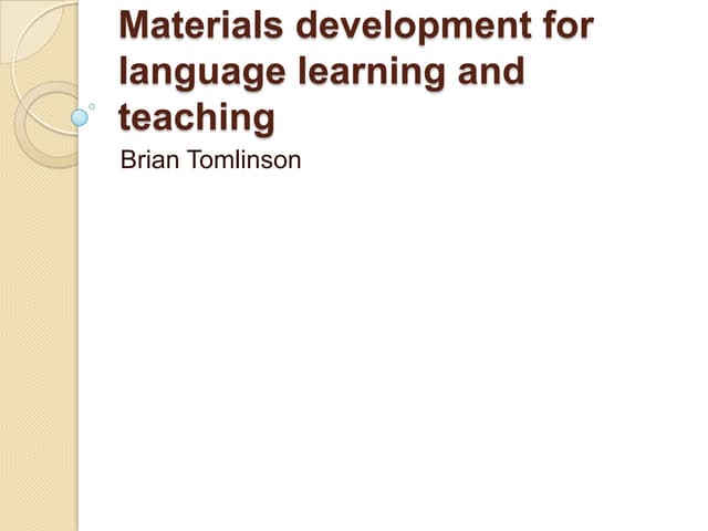 Language Learning Materials Development Language Learning Materials Development
