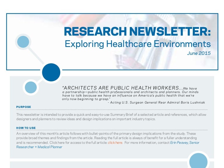Designing for Health: Research Newsletter