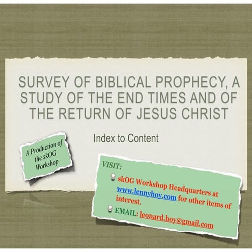0.5 End Times and The Return of Christ: Table of Contents | PPT