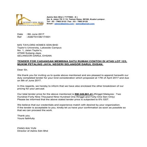 Assignment - Single Storey Show House (Cover Letter) | PDF