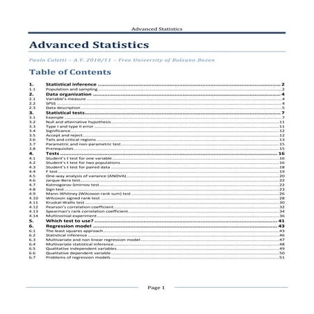 Basics of advanced statistics | PDF
