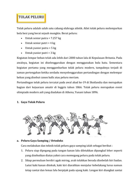contoh PPT Penjas Materi Tolak Peluru atletik | PPTX
