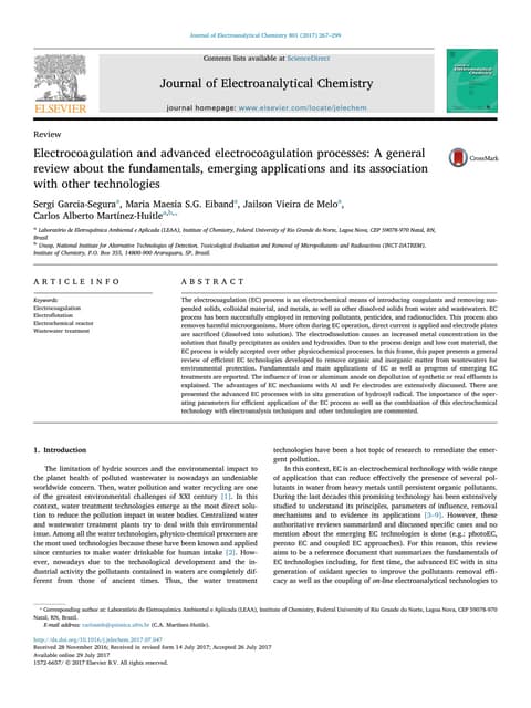 Electrocoagulation | PPTX | Chemistry | Science