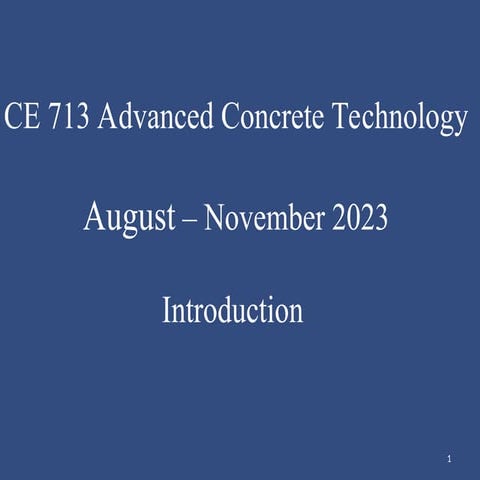 Introduction of advanced concrete technology | PPT