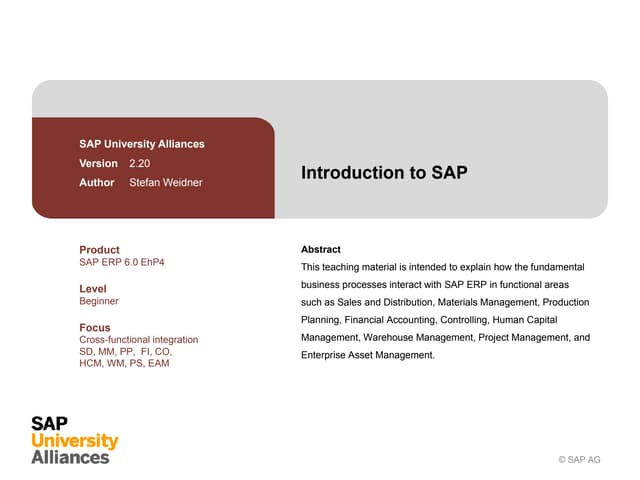 SAP Basic Introduction | PPTX