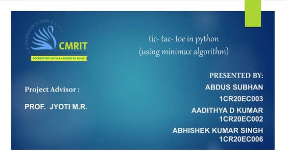 tic-tac-toe: Game playing | PPTX | Programming Languages | Computing