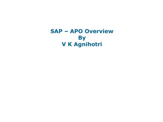 Supply Chain Planning and SAP APO Overview | PPTX | Logistics | Business
