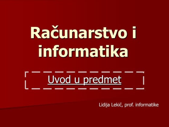 3. Uvod u informatiku - Podatak i informacija. Računarstvo i ...