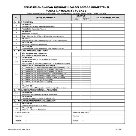 00. ceklis kelengkapan dok 2018 | DOCX