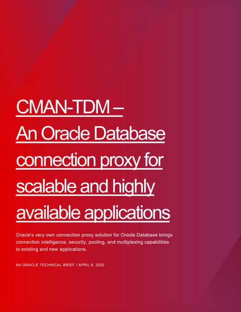 00 Tec Scaling Cman Tdm Oracle Db Connection Proxy For Scalable Apps Pdf