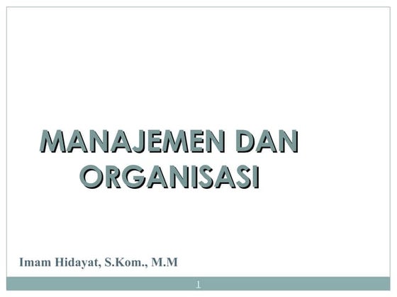 Mata Kuliah Pengantar Manajemen Semester 1 | PPT