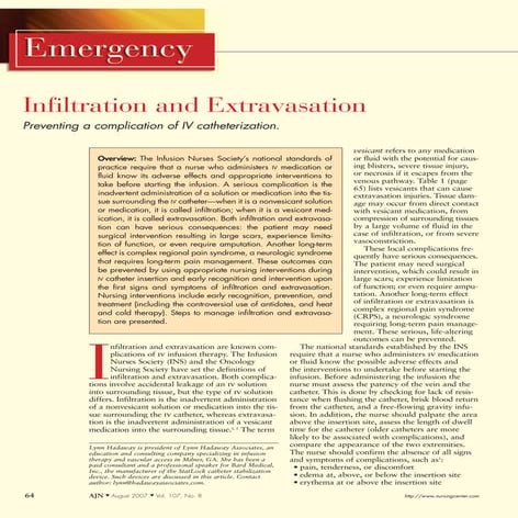 Infiltration and Extravasation-Preventing a complication of IV ...