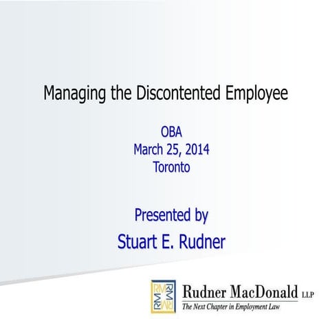 Managing the Discontented Employee | PPTX