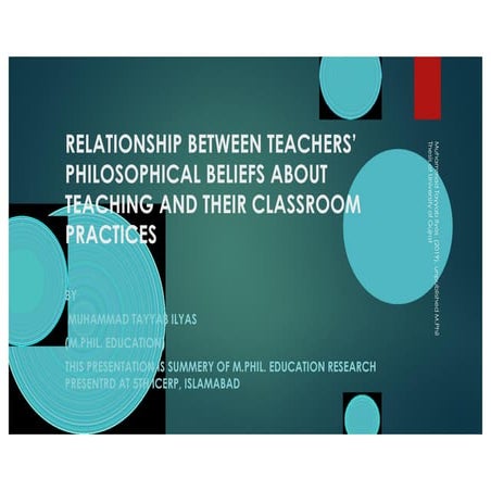 RELATIONSHIP BETWEEN TEACHERS’ PHILOSOPHICAL BELIEFS ABOUT TEACHING AND ...