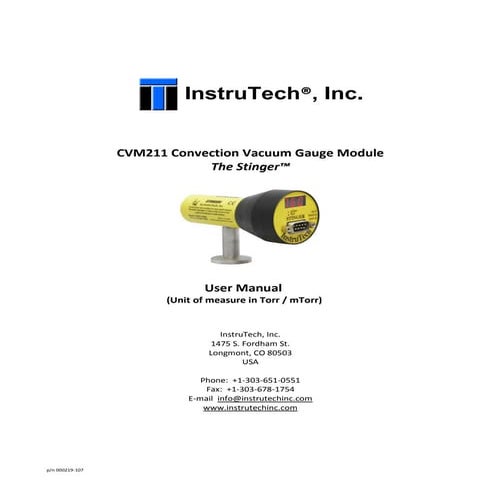 Convection Vacuum Gauge Module - The Stinger | PDF