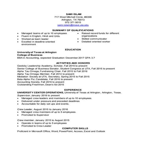 Sami Islam Resume | DOCX