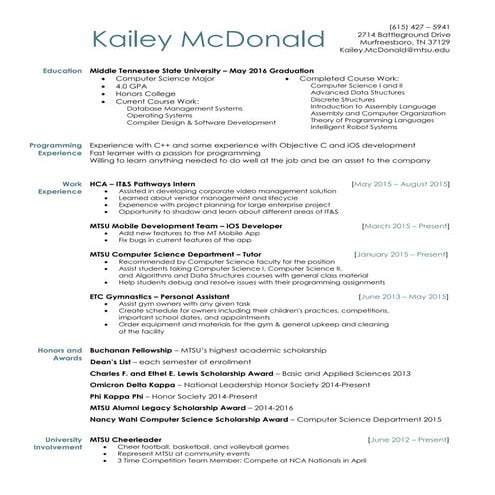 Kailey McDonald - Resume | PDF