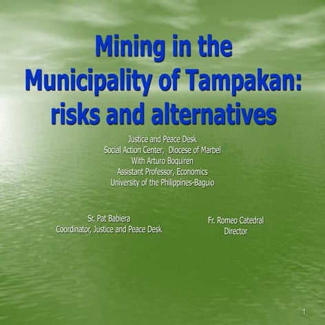 Mining in the Municipality of Tampakan:Risks and Alternatives | PDF