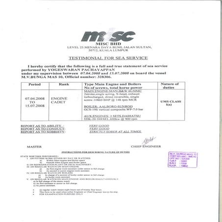 Testimonial for Sea Service 2 | PDF