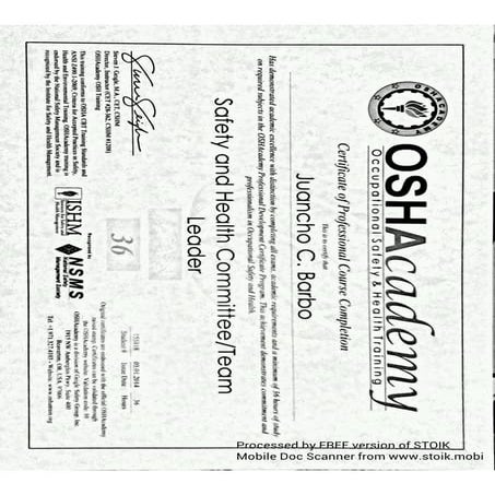 IOSH Certificate | PDF