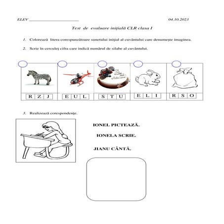 Evaluare initiala clasa 1 comunicare rom | PDF
