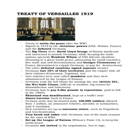 HISTORY IGCSE REVISION CARDS - 001. TREATY OF VERSAILLES | DOCX