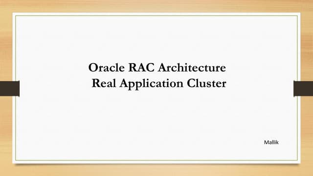 001 Oracle Rac Architecture Real Application Cluster Pdf