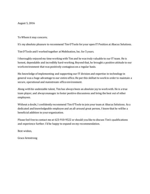Reference letter CMA | PDF
