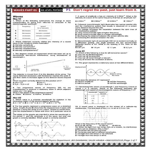 waves AS MCQ 2000 to 2017 part 01 | PDF