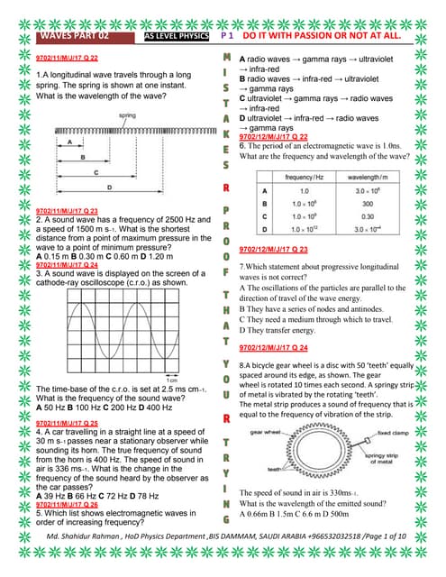 waves AS MCQ 2000 to 2017 part 01 | PDF