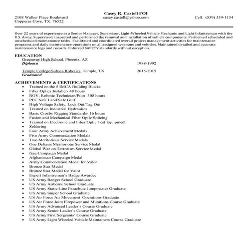 Resume(Bullet Format) | PDF