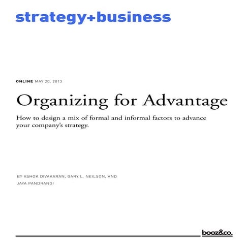 Organizing for Advantage | PDF