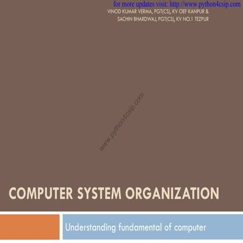 Computer system organization || Class 11 | PDF