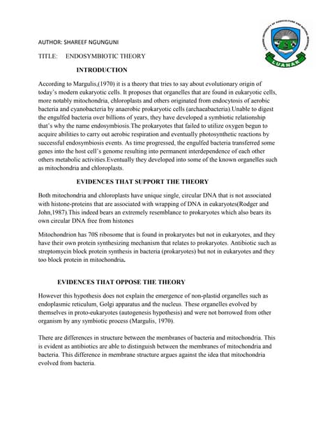 Chapter 22 The Origin of Eukaryotes | PPTX | Biological Sciences | Science