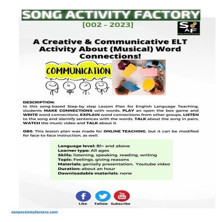 A Creative & Communicative ELT Activity About (Musical) Word ...