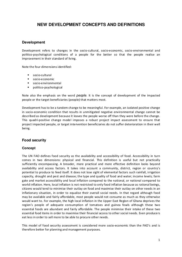 NEW DEVELOPMENT CONCEPTS AND DEFINITIONS