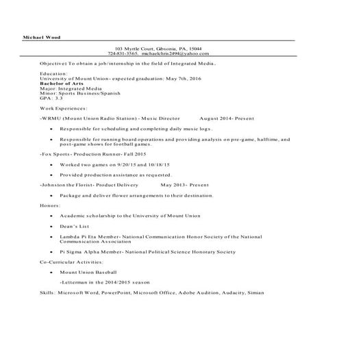 Mike Wood Resume | DOCX