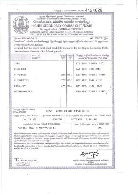 10th Mark Sheet | PDF