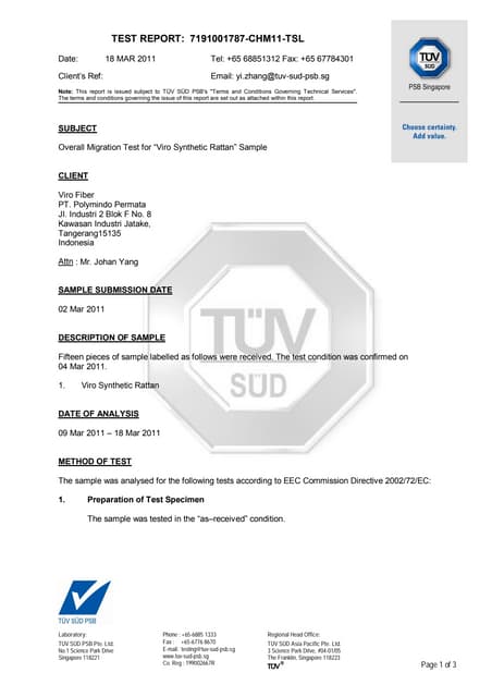Food Grade Certificate | DOC