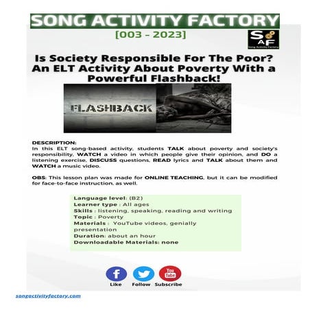Is Society Responsible For The Poor? An ELT Activity About Poverty With ...