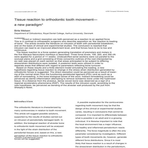 Tissue reaction to orthodontic tooth movement-a new paradigm | RTF