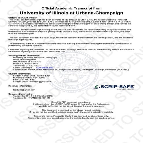 UofItranscript | PDF