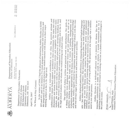 University letter of reference - Diane | PPT