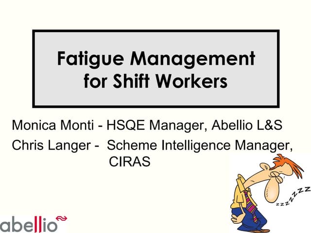 fatigue_management.ppt | Sleep Disorders | Diseases and Conditions
