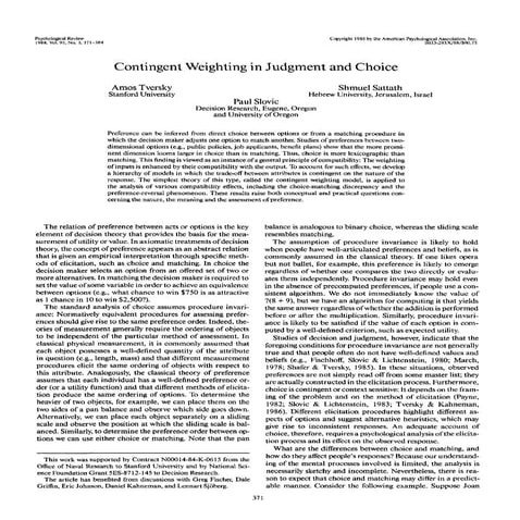Contingent Weighting in Judgment and Choice | PDF