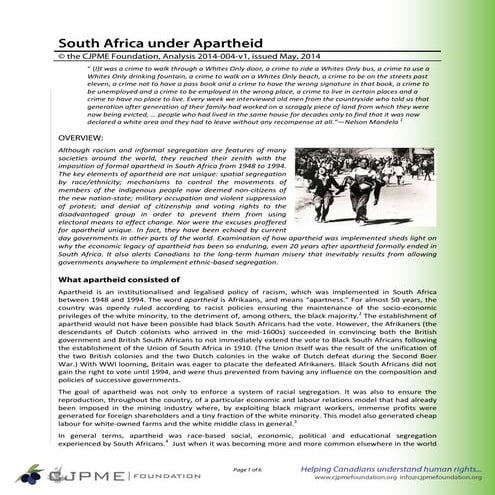South Africa under Apartheid | PDF