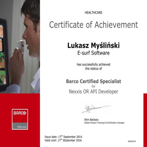 Barco Certified Specialist - Nexxis OR API Developer | PDF