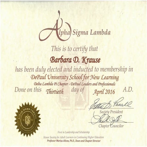 Alpha Sigma Lambda Certificate | PDF