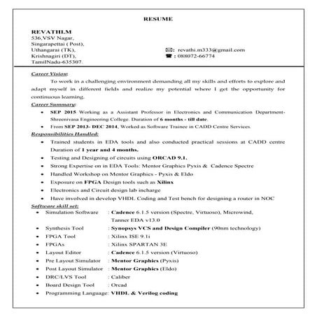 Revathi Resume L& T | PDF